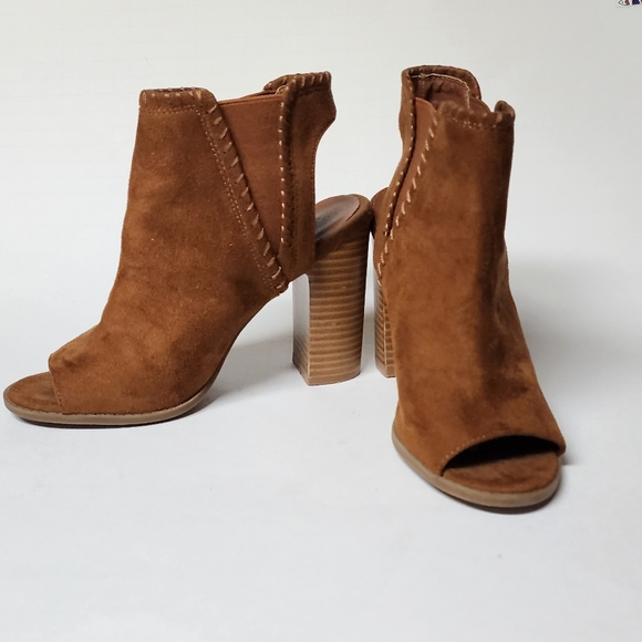 Charlotte Russe | Shoes | Luna Hazelnut Suede Open Front Booties | Poshmark